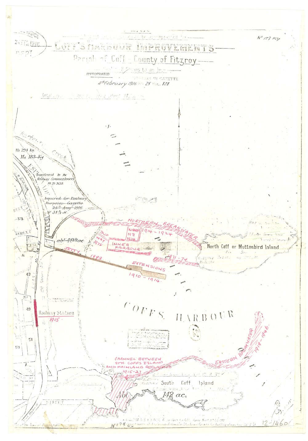 Map showing dates for jetty foreshore additions | Coffs Collections