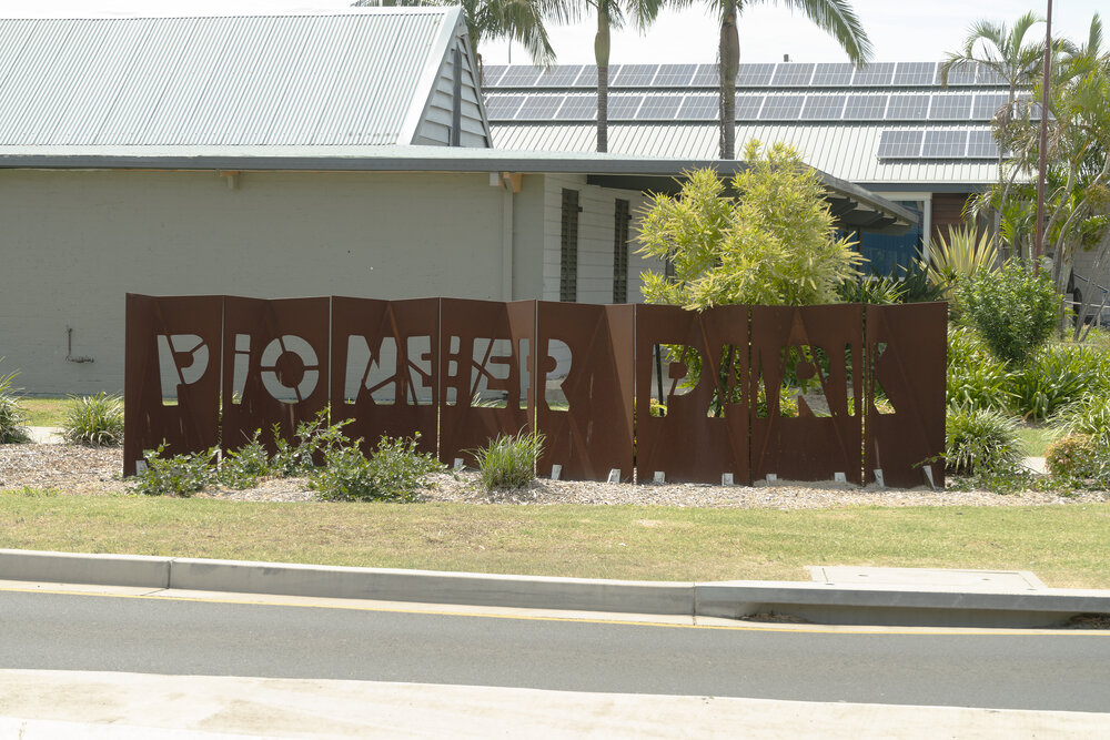Pioneer Park sign on the corner of Duke Street and Harbour Drive ...