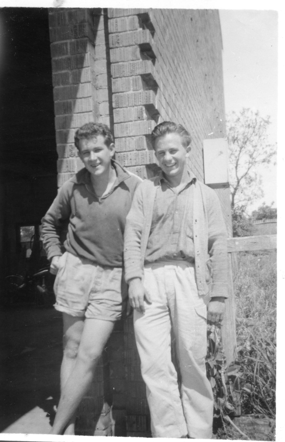 Mervyn Hunt and Bryan Bird in front of Hunts Bus Depot | Coffs Collections